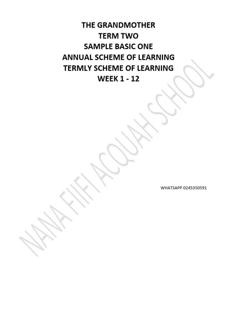 The Grandmother Term Two Sample Basic One Annual Scheme of Learning ...
