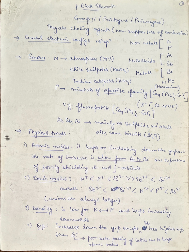 P Block Elements (Class XII) | PDF