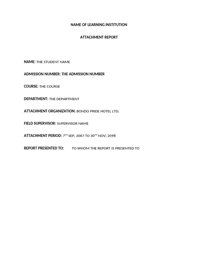 Bondo Pride Hotel Attachment Report | PDF | Point Of Sale | Hotel