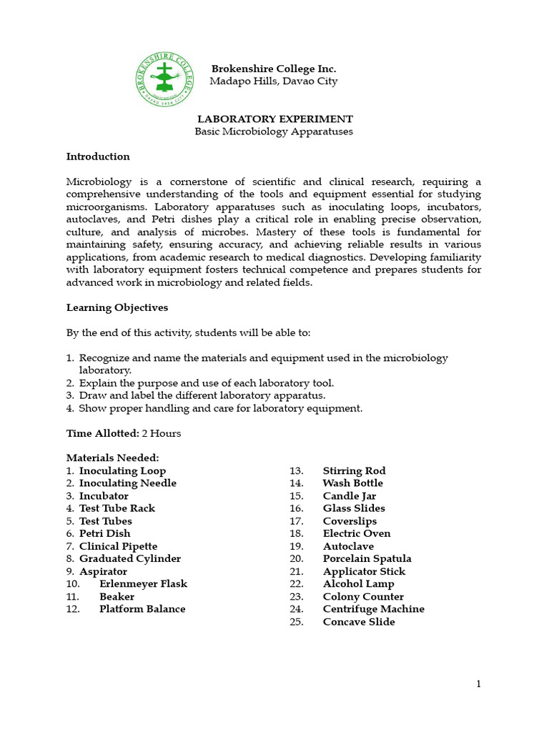 Essential Microbiology Lab Equipment Guide | PDF