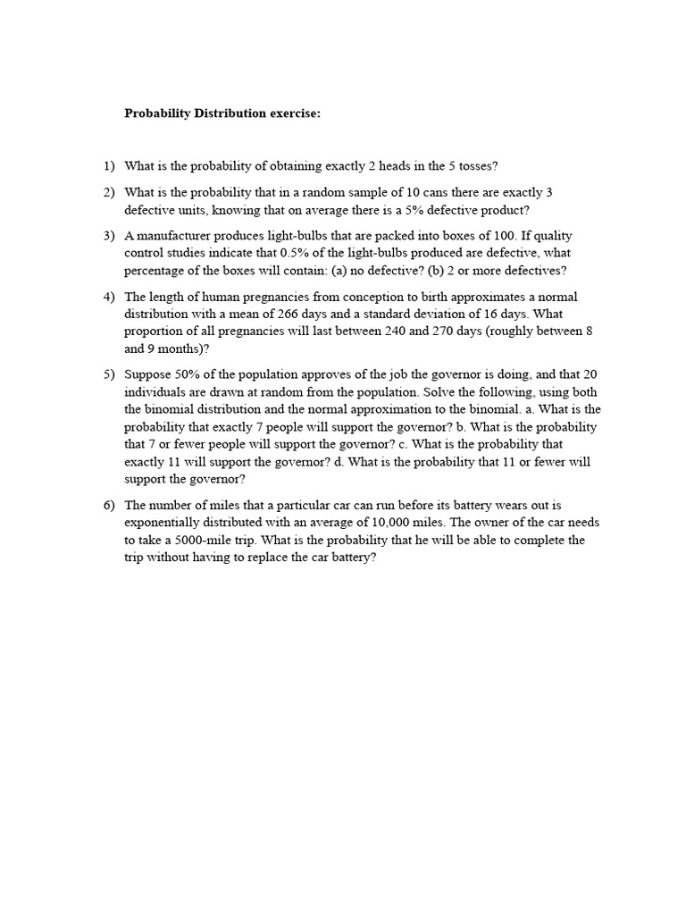 Probability Distribution Exercise | PDF
