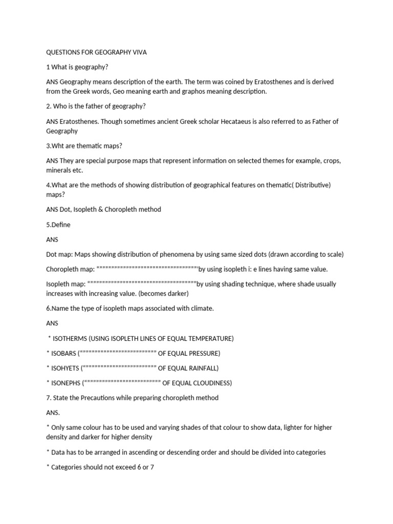 Geography Viva Questions and Answers | PDF | Geographic Information ...