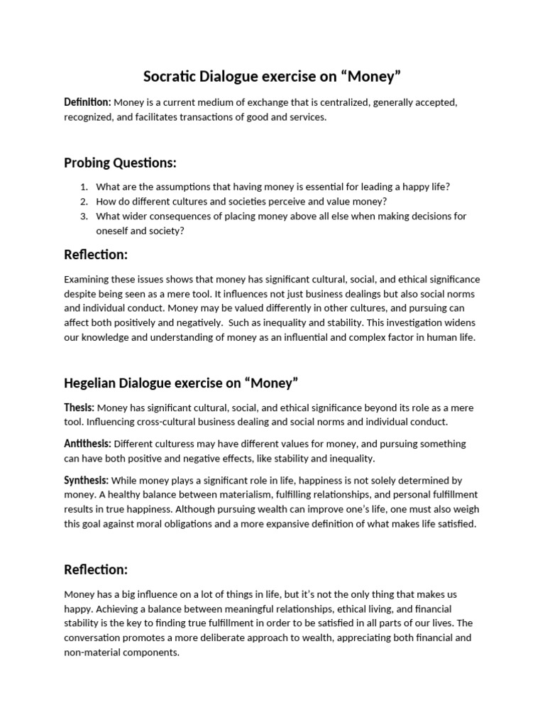 Money Dialogue On | PDF