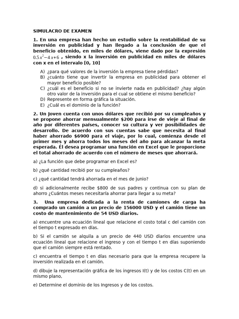 Simulacro Examen Final | PDF