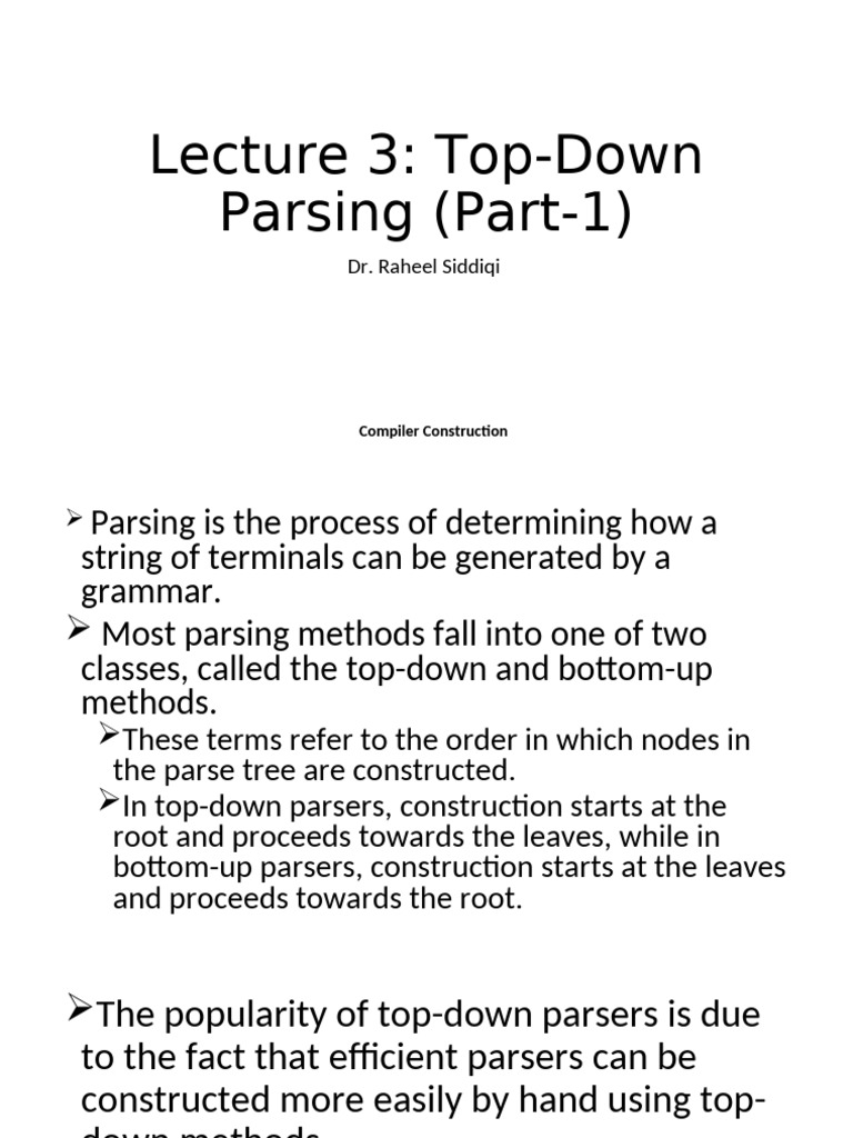 Lecture 3 Top Down Parsing Part 1 | PDF | Parsing | Software Engineering