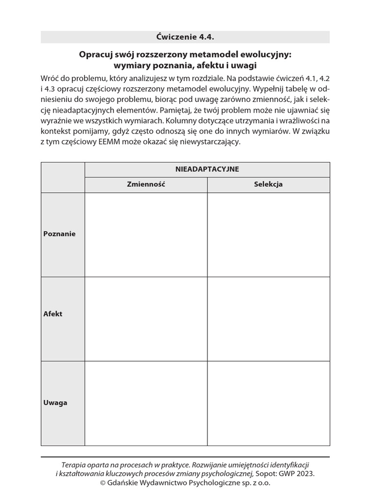 TERAPIA OPARTA NA PROCESACH W PRAKTYCE - Ćwiczenia Na WWW | PDF