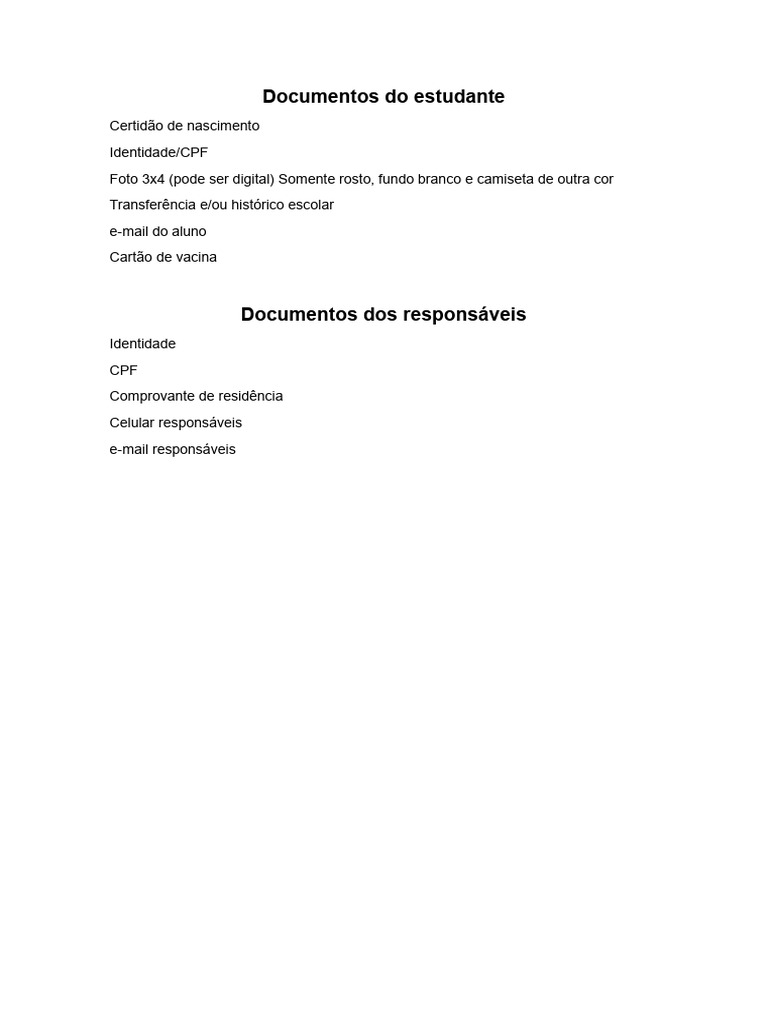 Documentos Matrícula | PDF