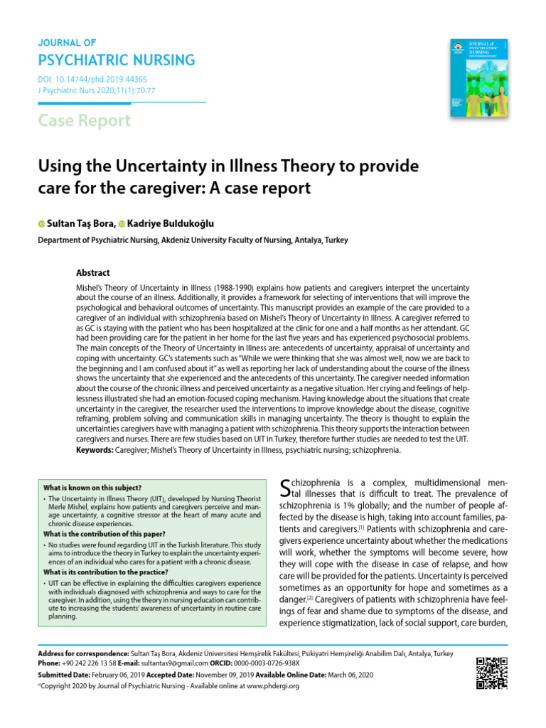 Application of Mishel's Theory | PDF | Caregiver | Schizophrenia