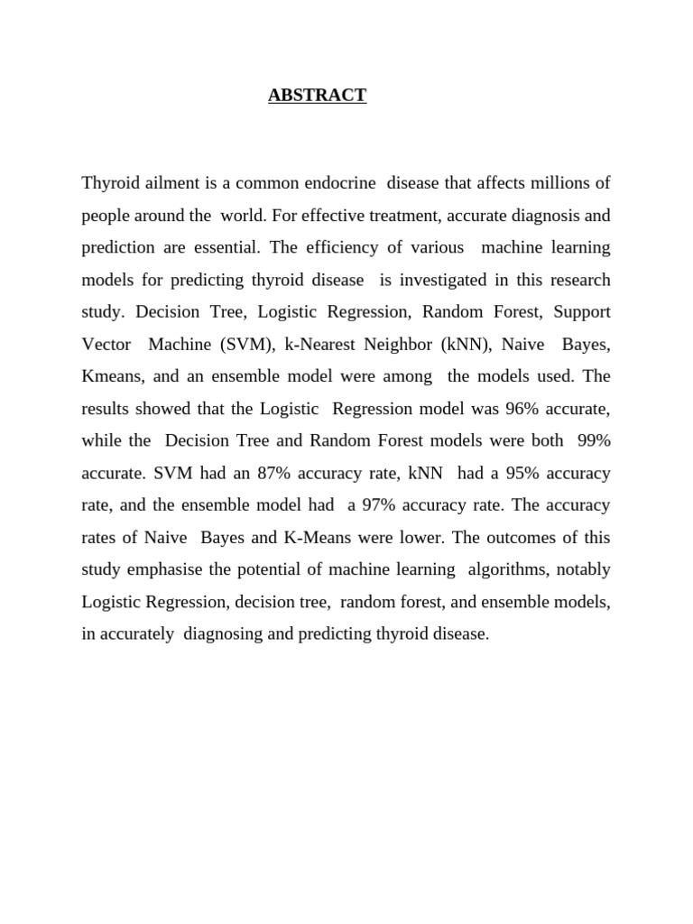 96.thyroid Disease Detection Using Supervised Machine Learning Techniques | PDF