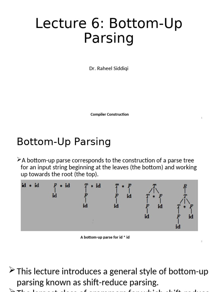 Lecture 6 Bottom Up Parsing | PDF | Parsing | Syntax (Logic)