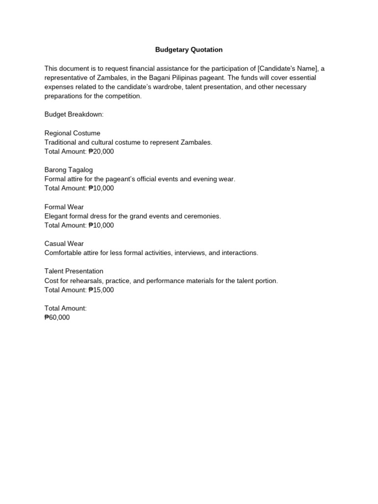 Budgetary Quotation | PDF