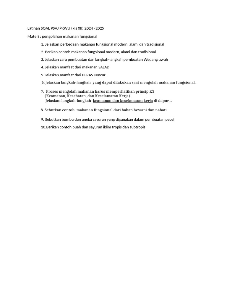 Latihan Soal Psaj Pkwu Kls 12 | PDF