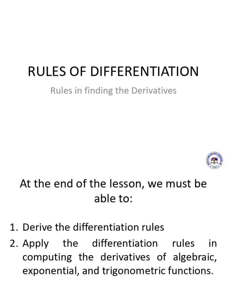 Basic-Calculus-Rules-of-Differentiation | PDF | Derivative | Function ...