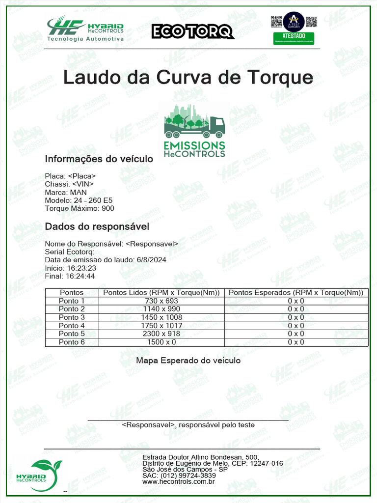Relatorio Curva de Torque MAN D08 Plataforma 26260 - 15per Torque | PDF