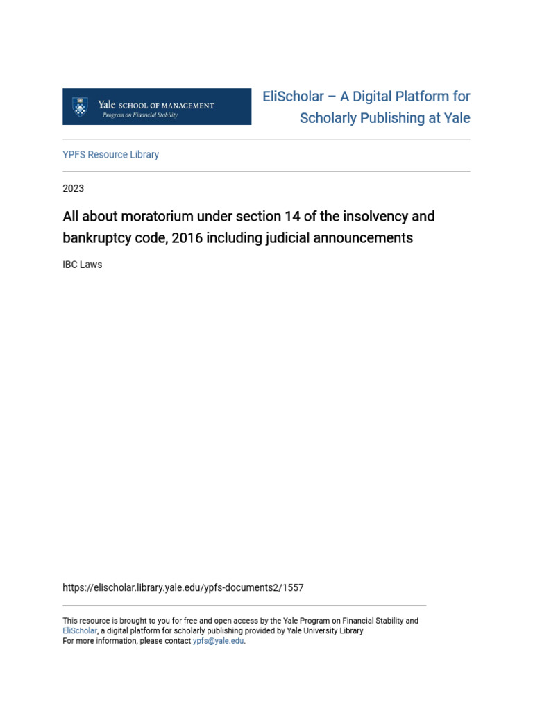 Moratorium Under IBC: Section 14 Explained | PDF | Bankruptcy | Insolvency