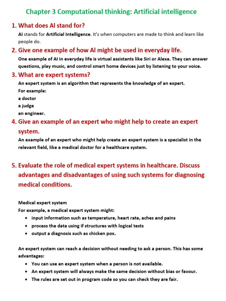 Chapter 3 Computational Thinking: Artificial Intelligence | PDF ...