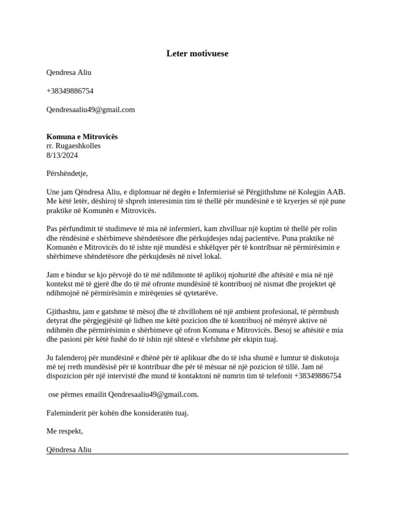 Qendresa Leter Motivuese | PDF