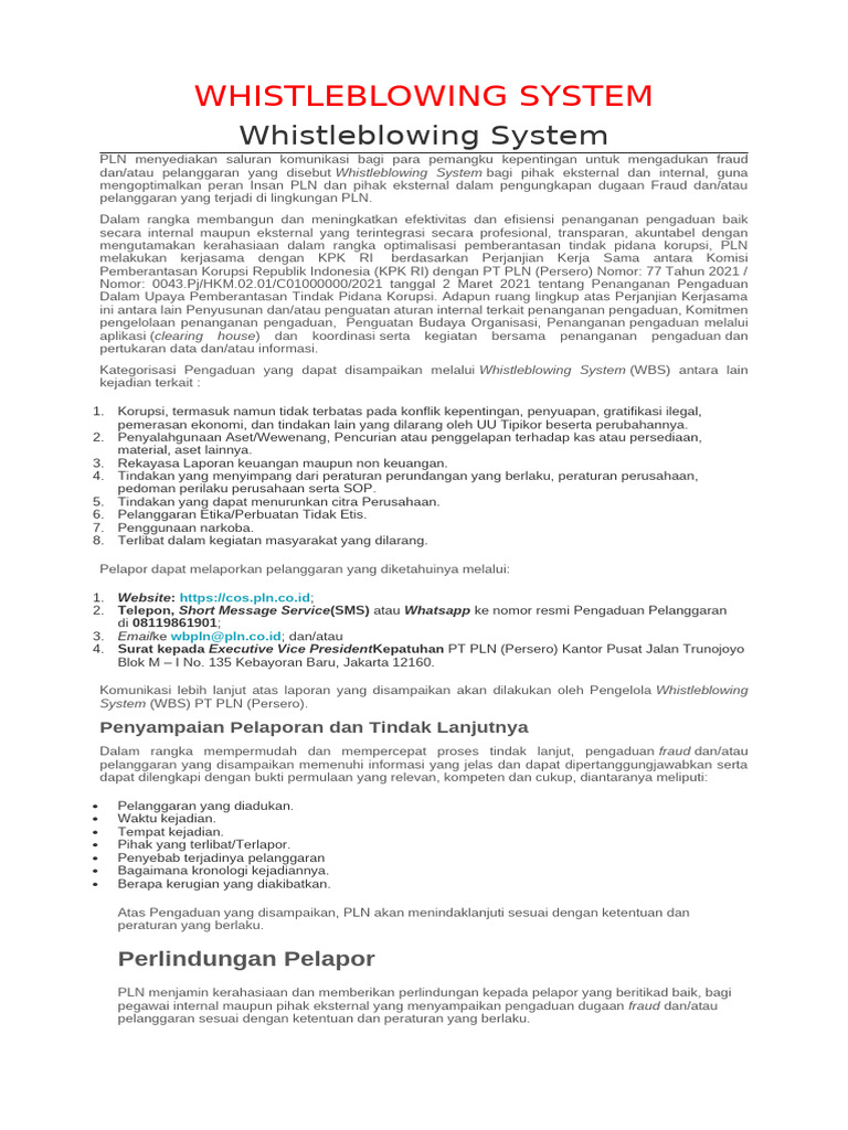 Whistleblowing System | PDF