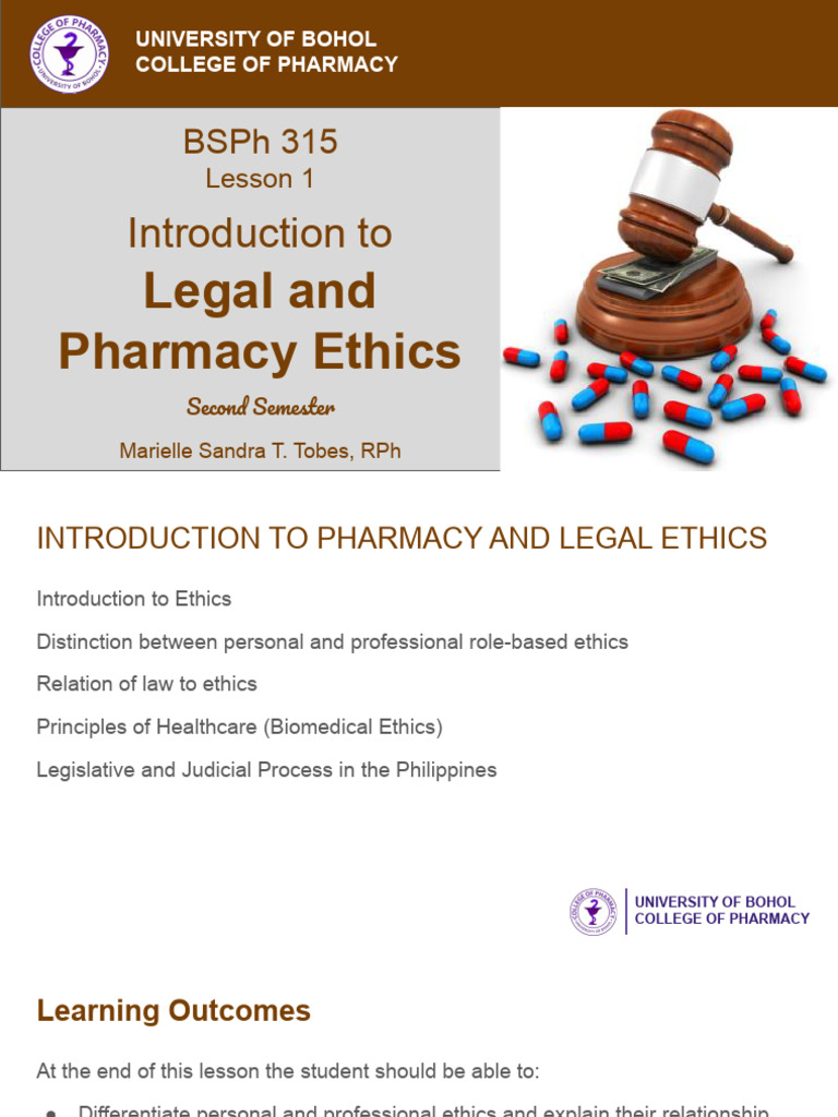 BSPH 315 Lesson 1 Legal Pharmacy and Ethics 1 | PDF | Morality | Common Law