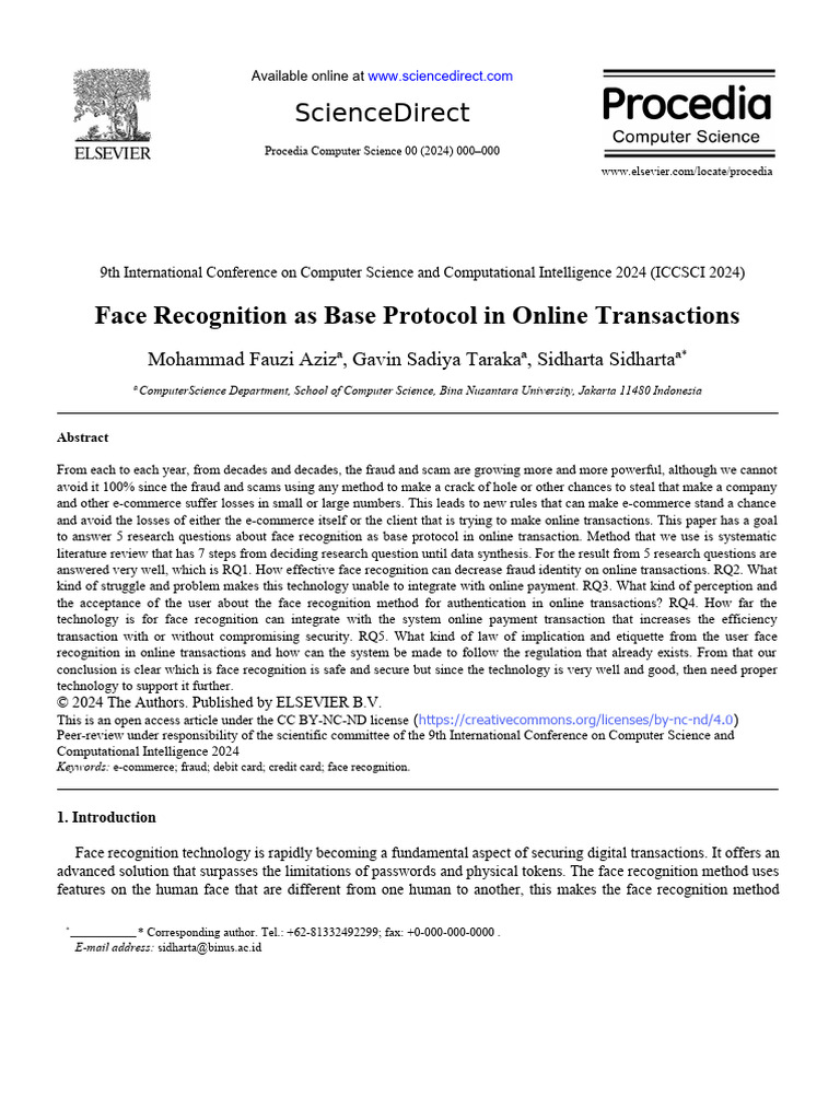 Face Recognition As Base Protocol in Online Transaction | PDF ...