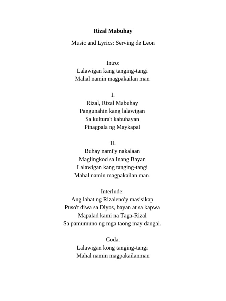Rizal Mabuhay | PDF