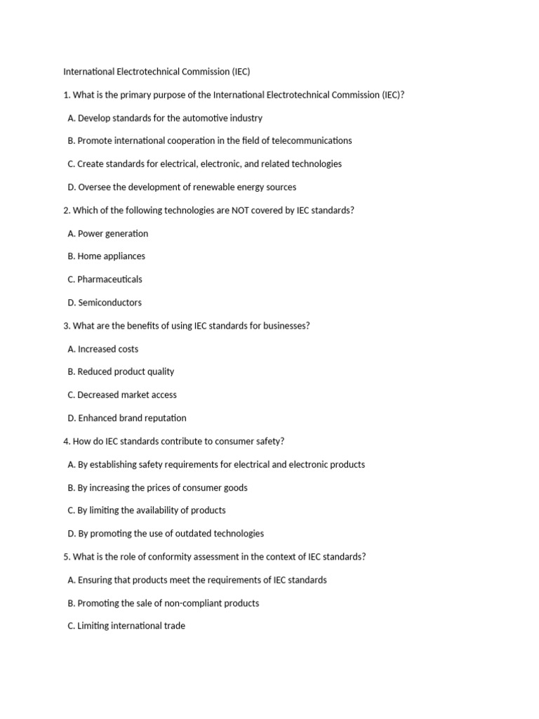 IEC Standards for Electrical Safety & Innovation | PDF | International ...