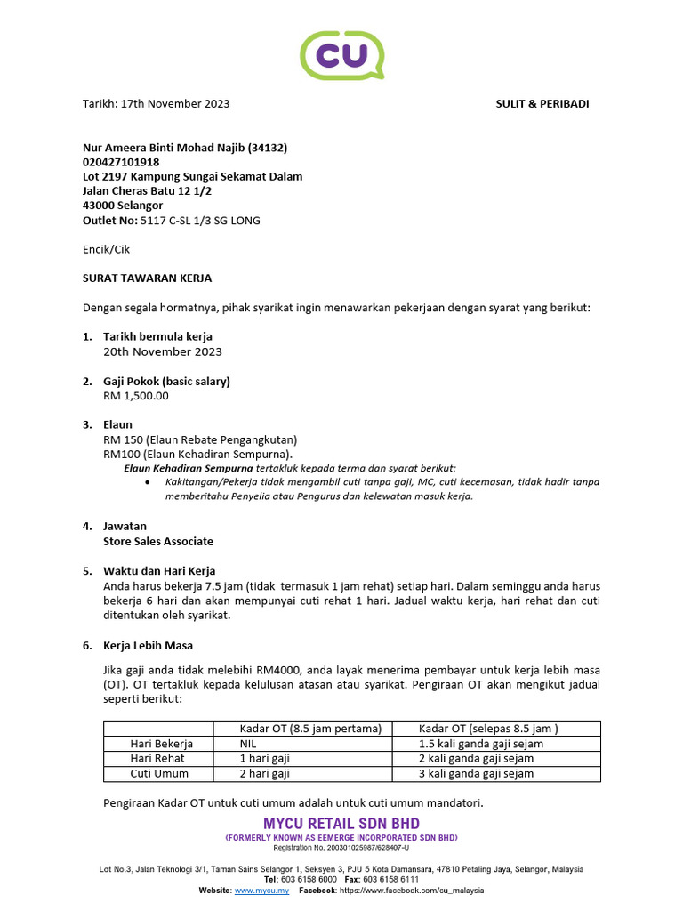 Store Sales Associate - Mycu Retail SDN BHD (34132) | PDF