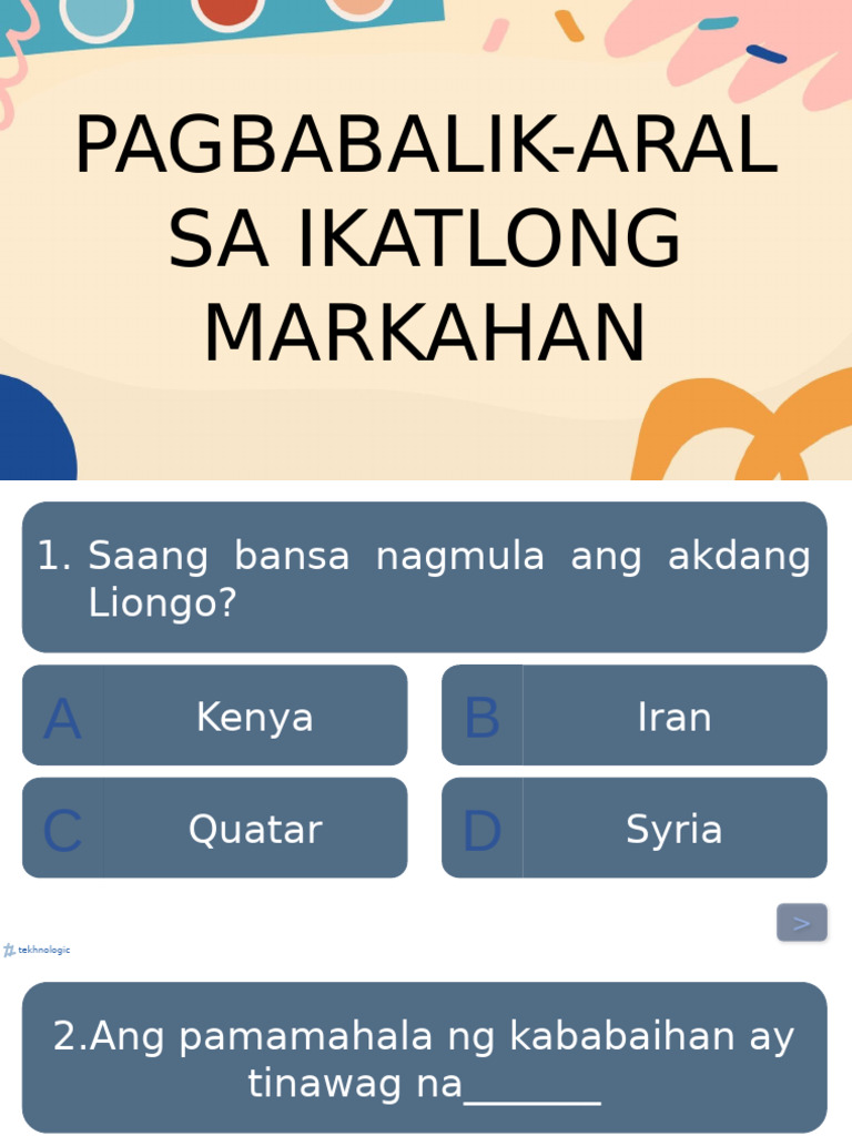Balik Aral Sa Ikatlong Markahan | PDF