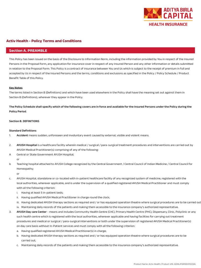 policy-wording-form | PDF | Myocardial Infarction | Hospital