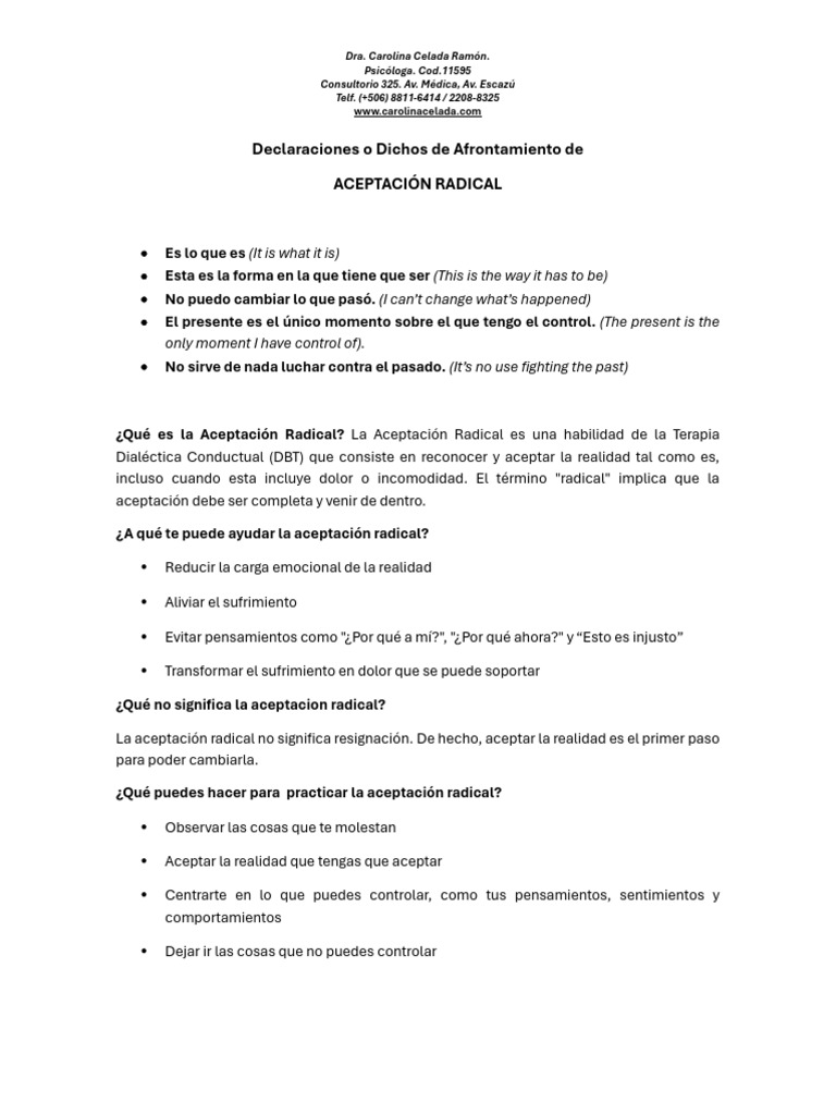 Declaraciones o Dichos de Afrontamiento de | PDF