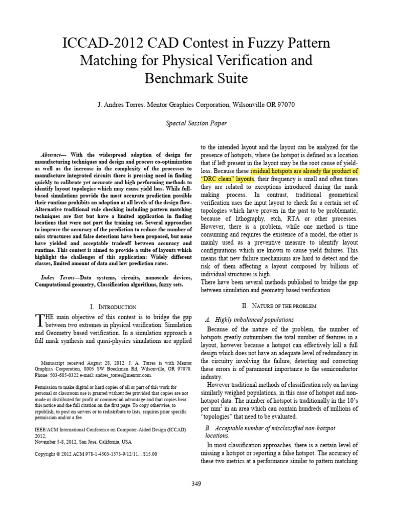 (ICCAD 2012) HSD Benchmark | PDF | Simulation | Accuracy And Precision