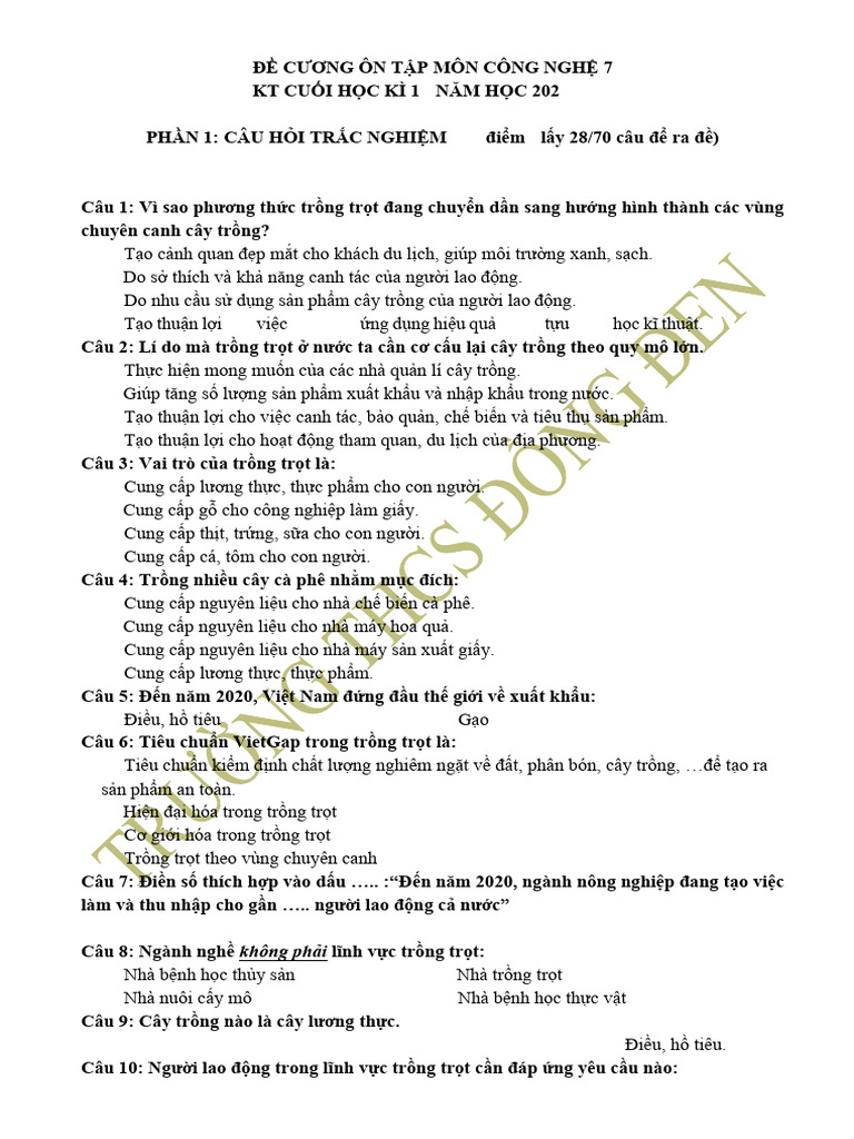 CÂU-HỎI-ÔN-TẬP-HK1-CN7-2024-2025-BÀI-1-2-3-4-5-6-7 | PDF