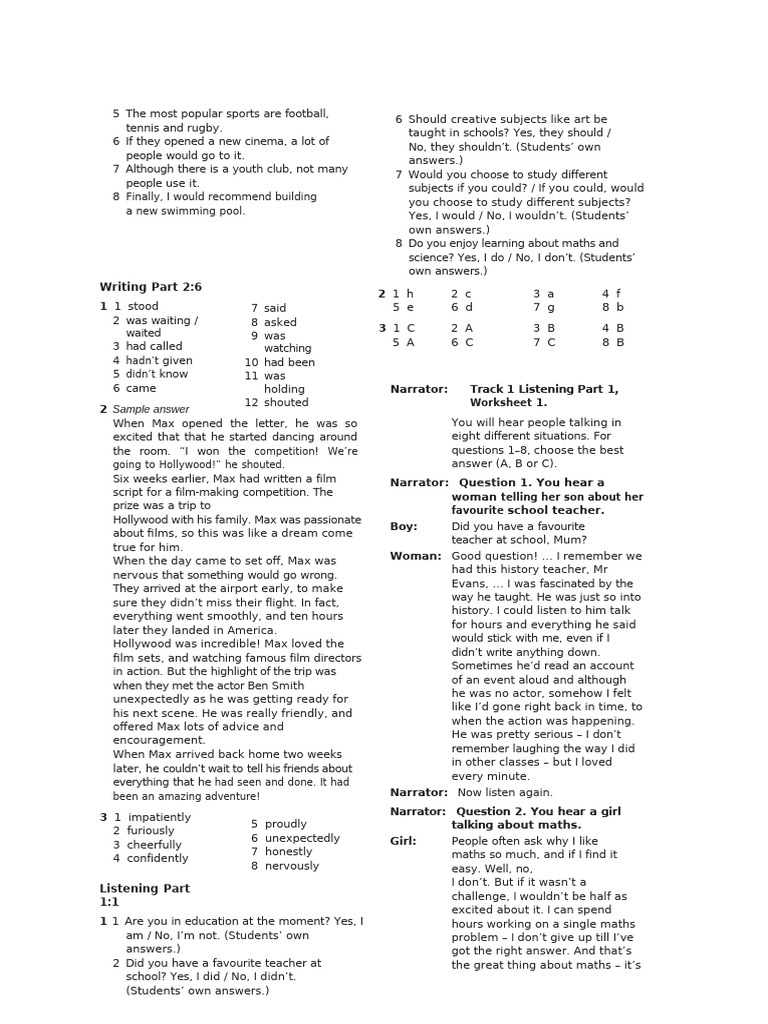 Answer Key - Listening Paper | PDF | Foods | Juice