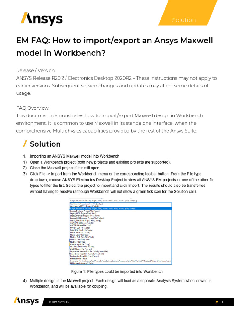 Import/Export Ansys Maxwell in Workbench | PDF | Software | System Software