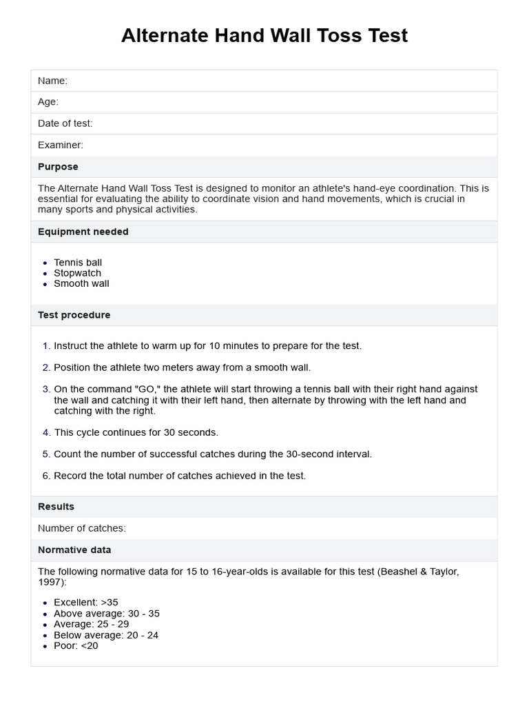 Hand-Eye Coordination Test Guide | PDF