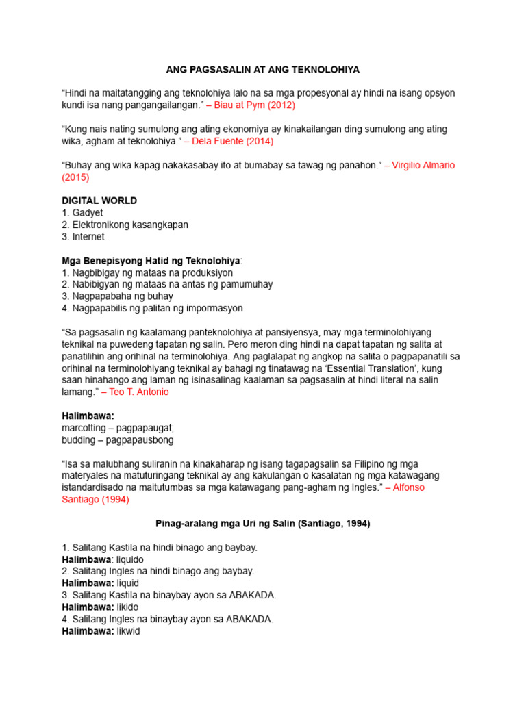 Introduksyon Sa Pagsasalin | PDF