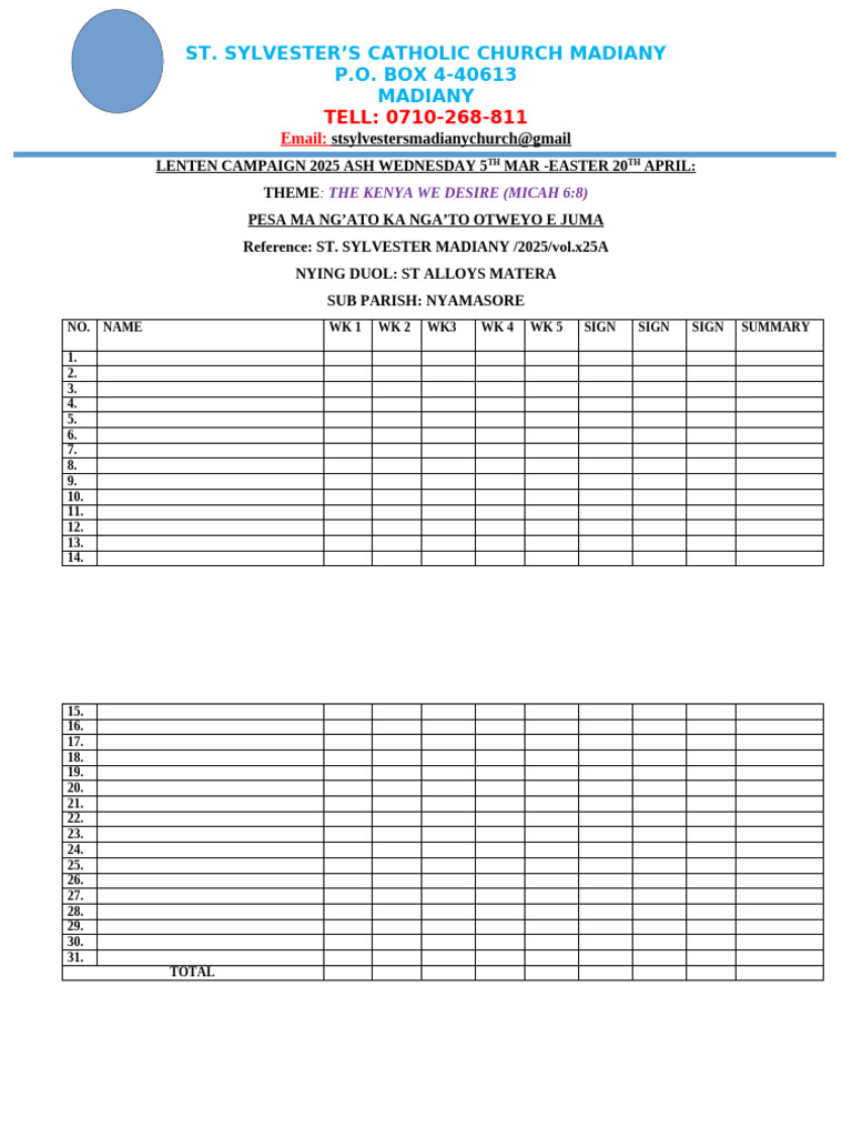 Lenten Campaign 2025 Ash Wednesday 14TH Feb | PDF | Liturgical Calendar | Lent