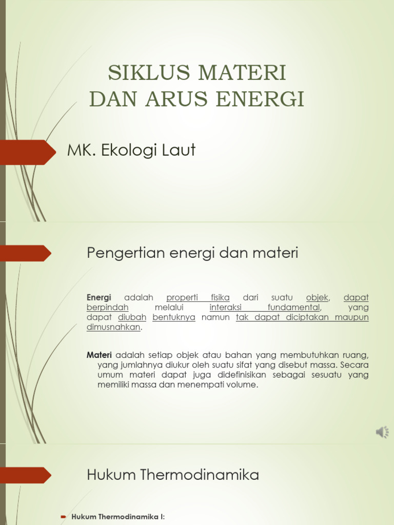 Materi 5 Siklus Materi Dan Arus Energi Dalam Ekosistem Laut | PDF