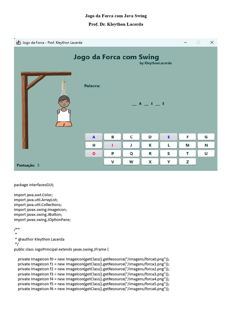 Jogo da Forca com Java Swing | PDF | Human–Computer Interaction | Computing