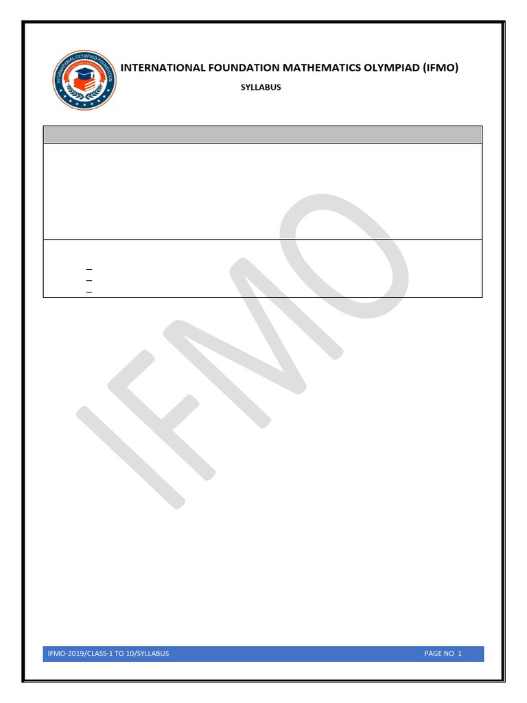 Grade 10 IFMO Mathematics Syllabus | PDF