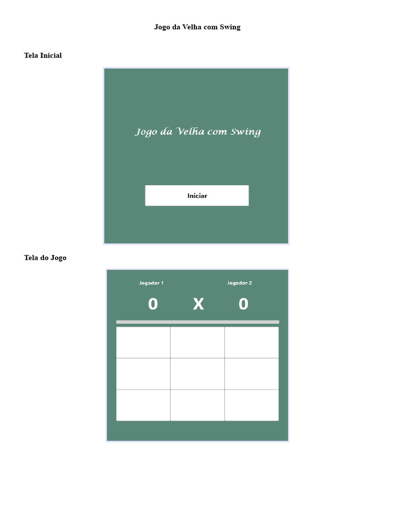 Jogo da Velha com Swing | PDF | Software Engineering | Object (Computer ... Jogo da Velha com Swing | PDF | Software Engineering | Object (Computer ...