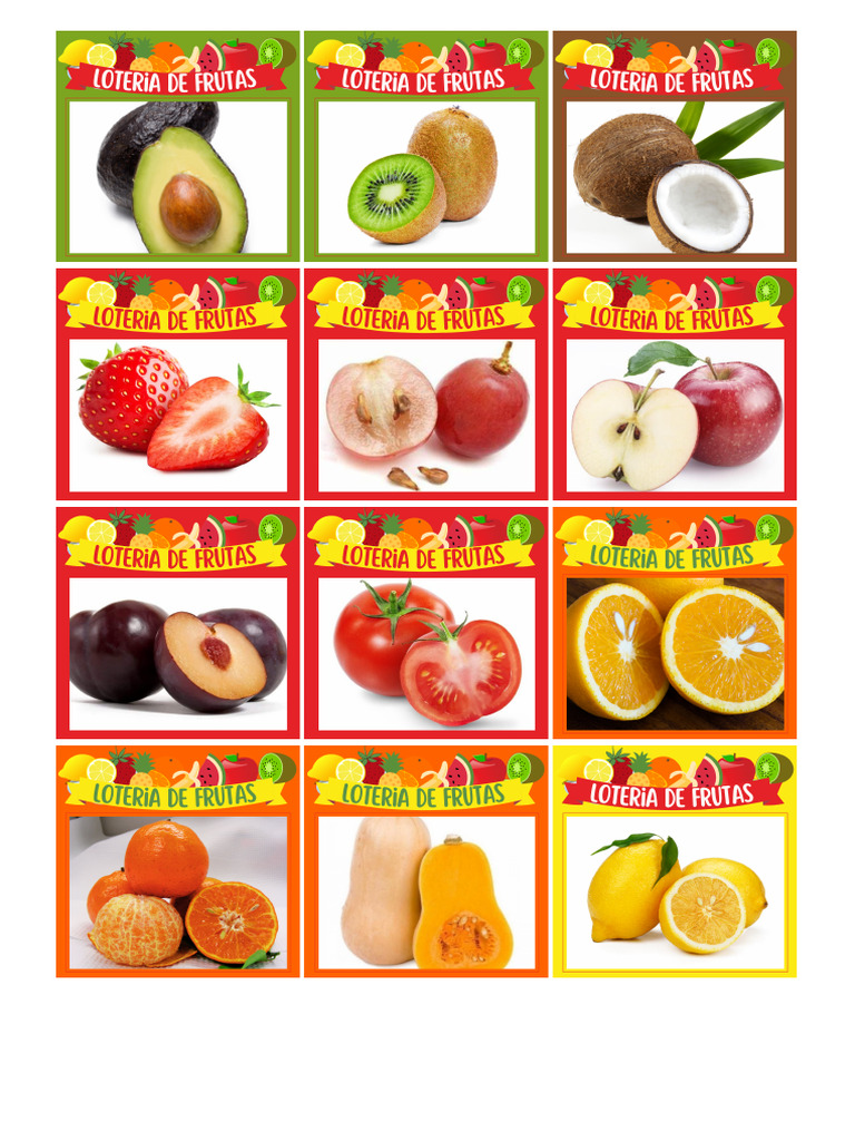 Bingo de Frutas - Fichas 2 | PDF