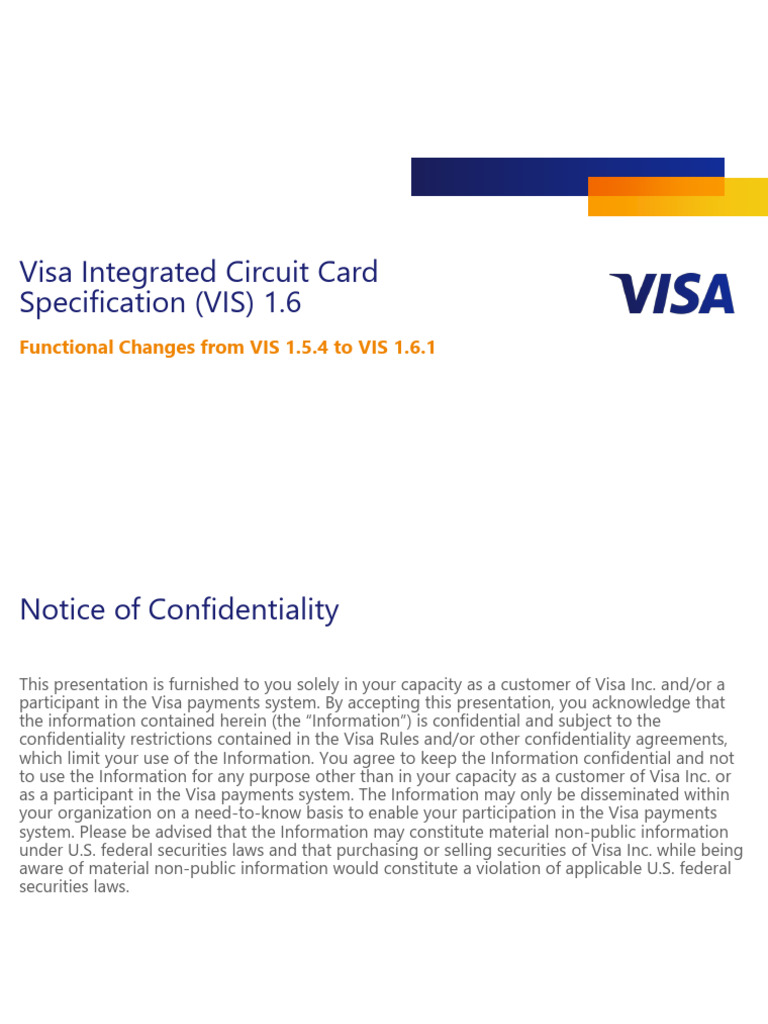 Visa VIS 1.6 Functional Changes Overview | PDF | Emv | Computing