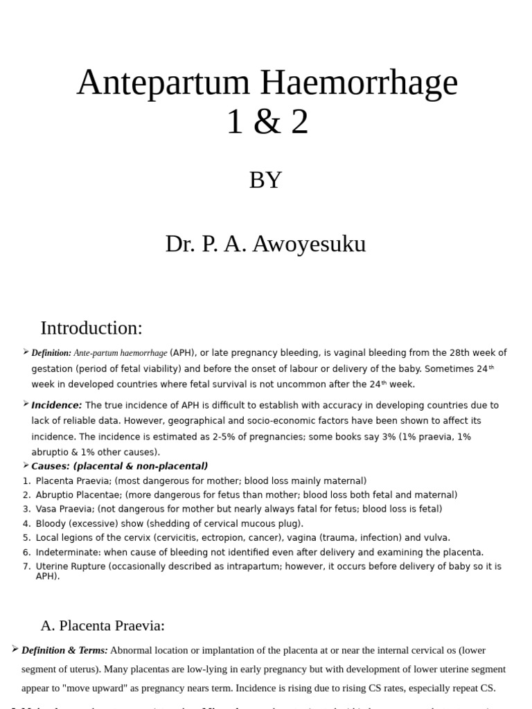 Understanding Antepartum Haemorrhage Risks | PDF | Childbirth | Human ...