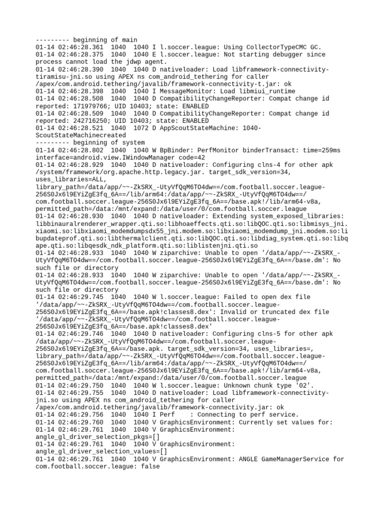 Soccer League App Debug Log | PDF | Computer Programming | System Software