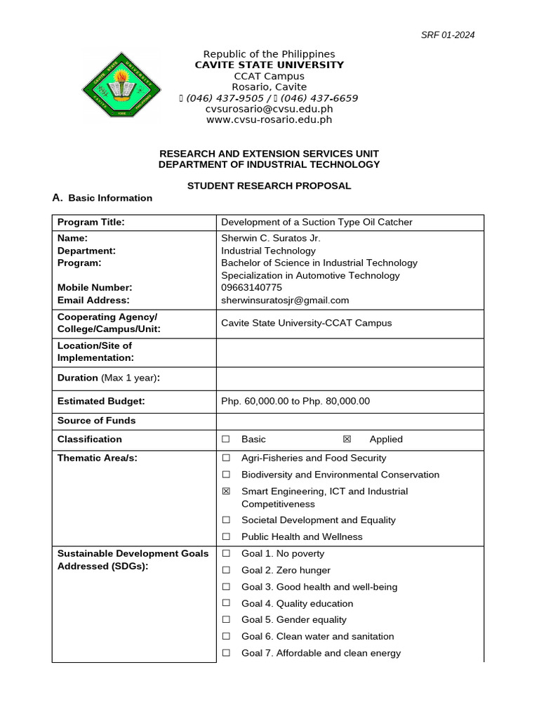 SRF 01 Capsule Format Student Research Proposal | PDF | Economies ...