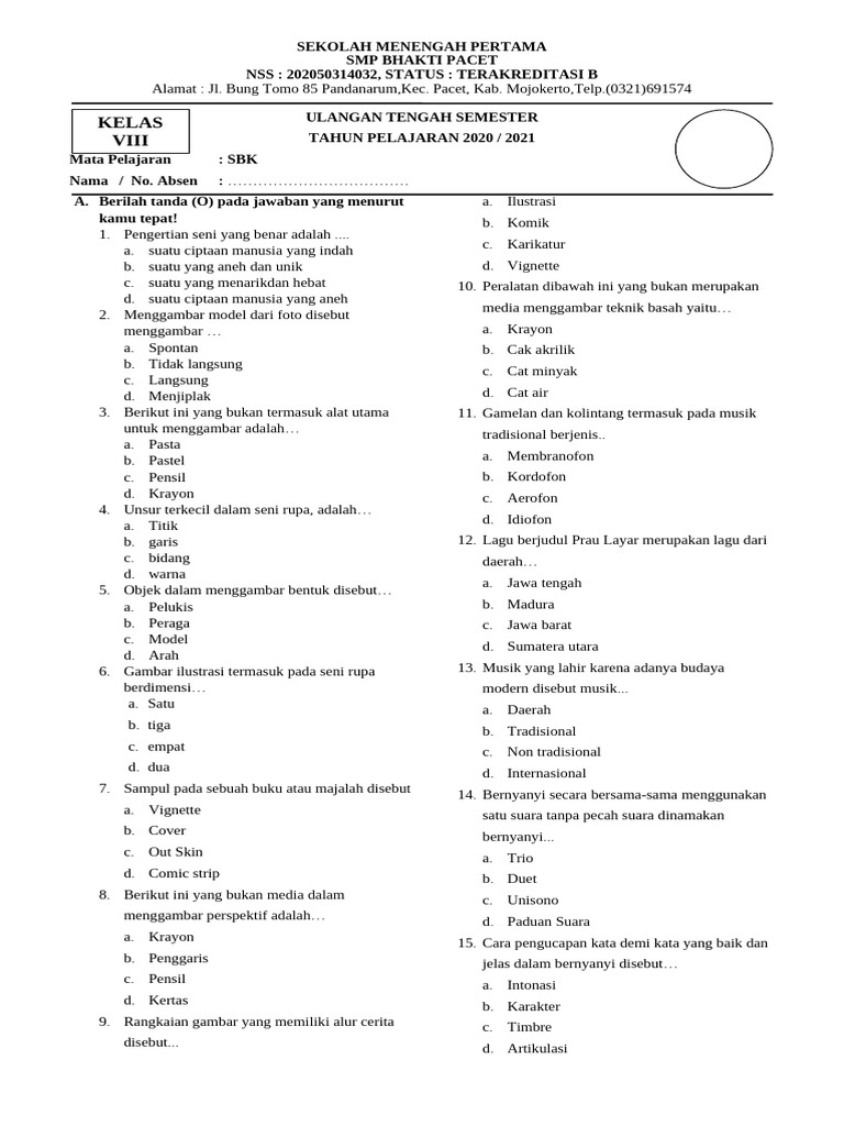 SOAL SBK KELAS 8 - Copy | PDF