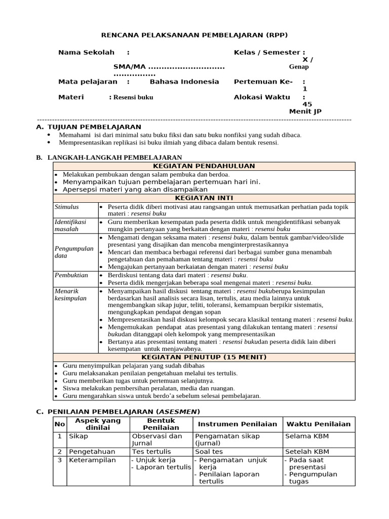 RPP 18 - Resensi buku | PDF