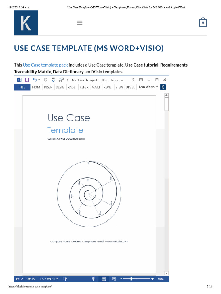 Use Case Template (MS Word+Visio) – Templates, Forms, Checklists for MS ...
