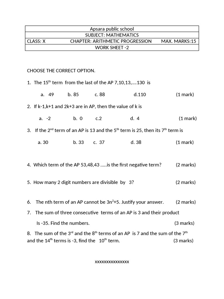 Class_10-Maths_ AP_WORKSHEET-2 | PDF